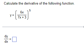 Solved Calculate the derivative of the following function. | Chegg.com