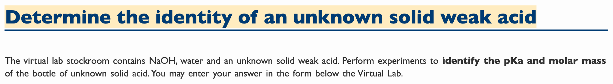 Solved Determine the identity of an unknown solid weak acid, | Chegg.com