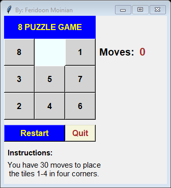 Solved The 8 puzzle game consists of a 3x3 grid with 9 | Chegg.com