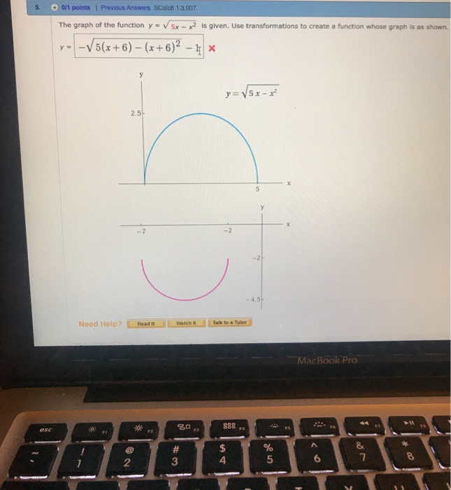 Solved 5. 0/1 points | Previous Answers SCalc8 1.3,007 The | Chegg.com