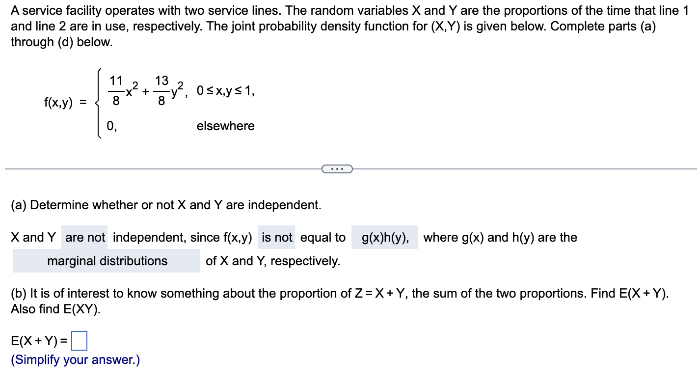 Solved A service facility operates with two service lines. | Chegg.com