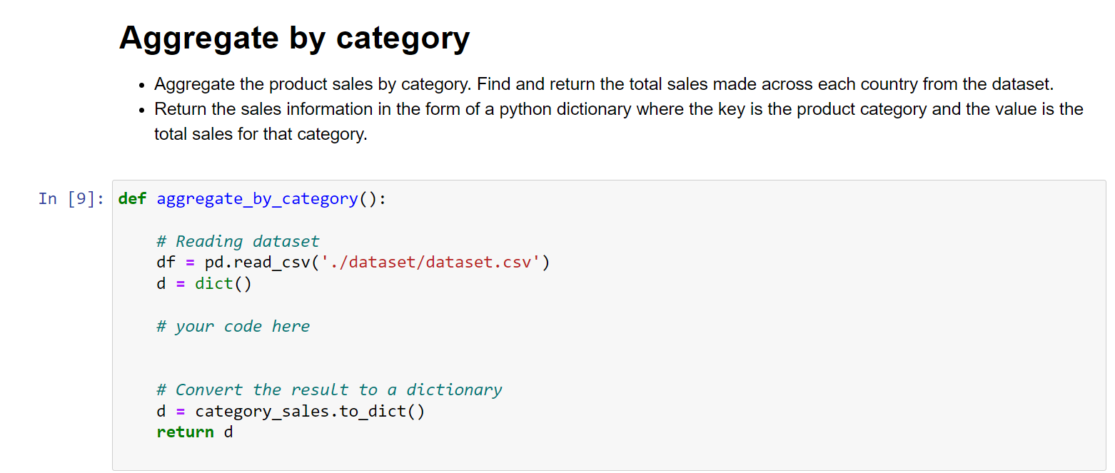 Solved Aggregate by categoryAggregate the product sales by | Chegg.com