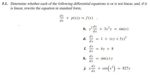 Solved d. dx 5.1. Determine whether each of the following | Chegg.com
