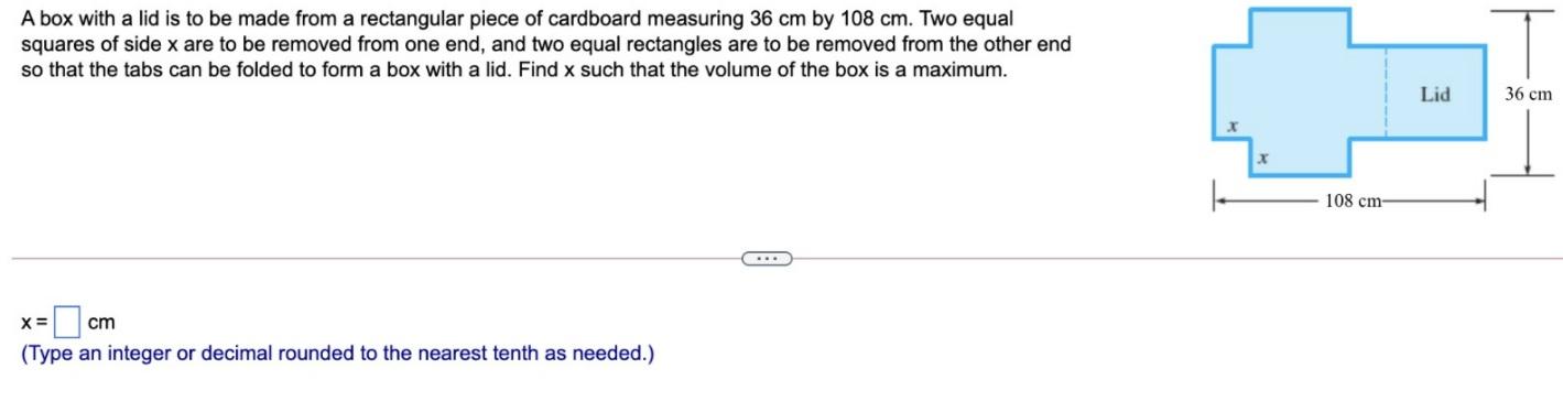 Solved A box with a lid is to be made from a rectangular | Chegg.com