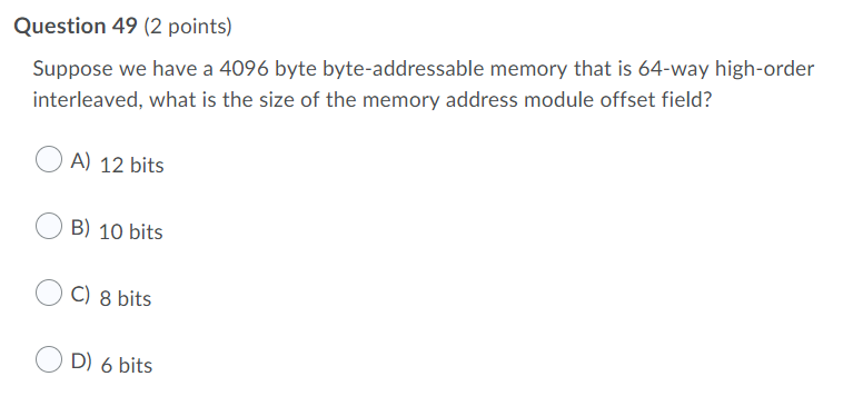 Solved Question 49 (2 points) Suppose we have a 4096 byte | Chegg.com