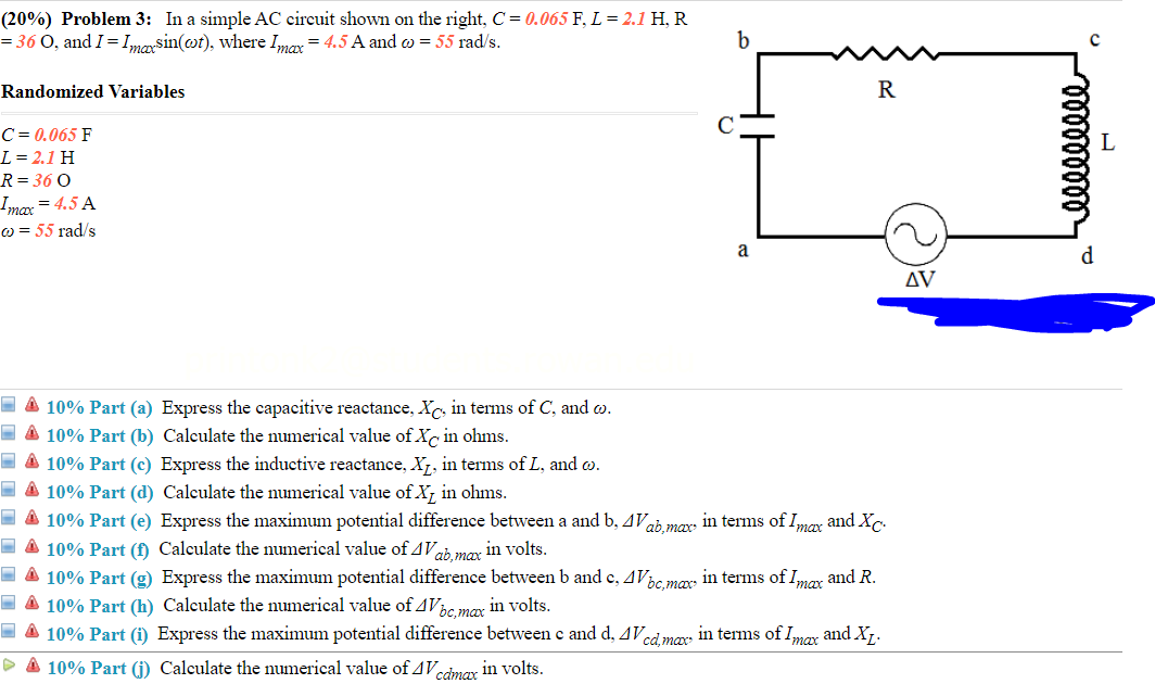 Solved (20%) Problem 3: In a simple AC circuit shown on the | Chegg.com