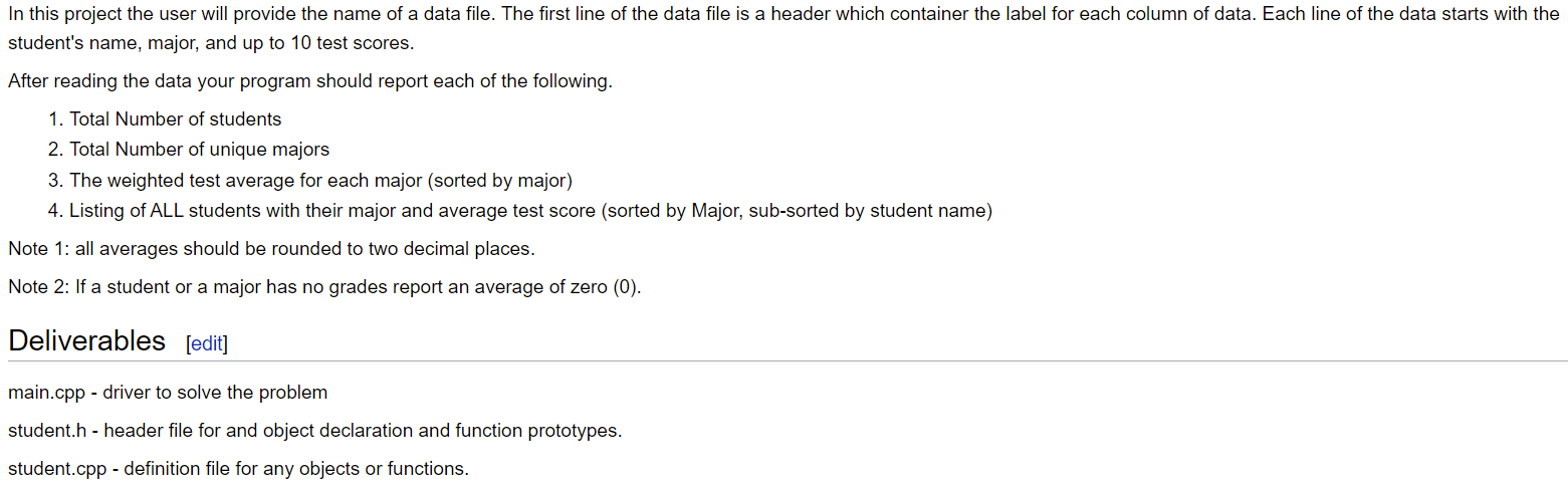 Solved In this project the user will provide the name of a | Chegg.com
