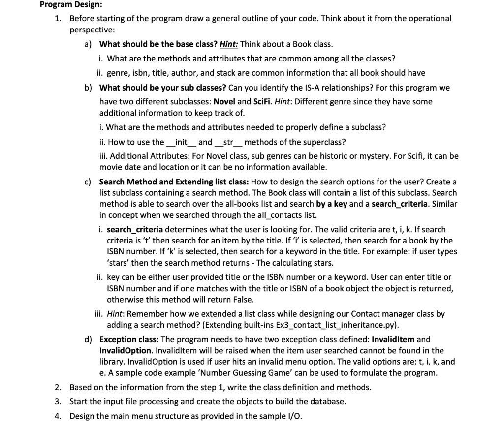 Solved Please read the outline and sample output fully. | Chegg.com