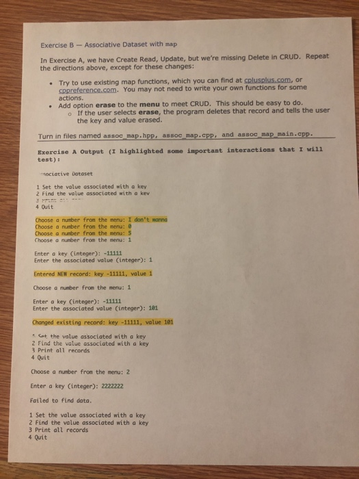 Solved Exercises Exercise A-Associative Dataset with struct | Chegg.com