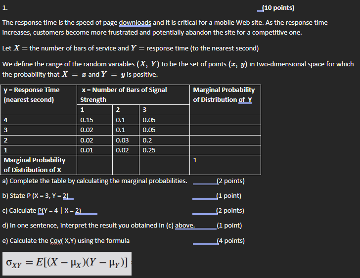 Solved 1. (10 points) The response time is the speed of page | Chegg.com
