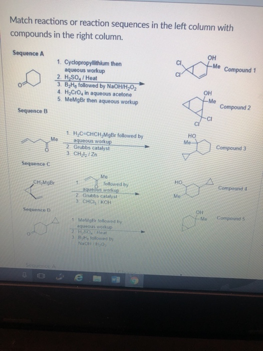 Solved Match reactions or reaction sequences in the left | Chegg.com