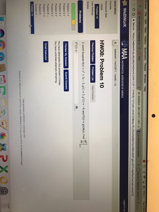 Solved WeBWorK Homework Sets HW08: Problem 10 Problem 24 You | Chegg.com
