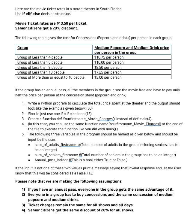 Solved Here are the movie ticket rates in a movie theater in | Chegg.com