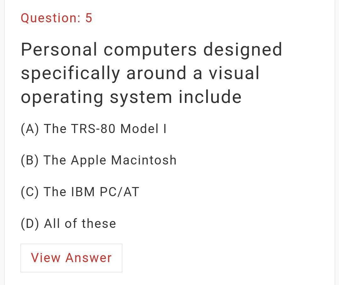 Solved Question: 5 Personal computers designed specifically | Chegg.com