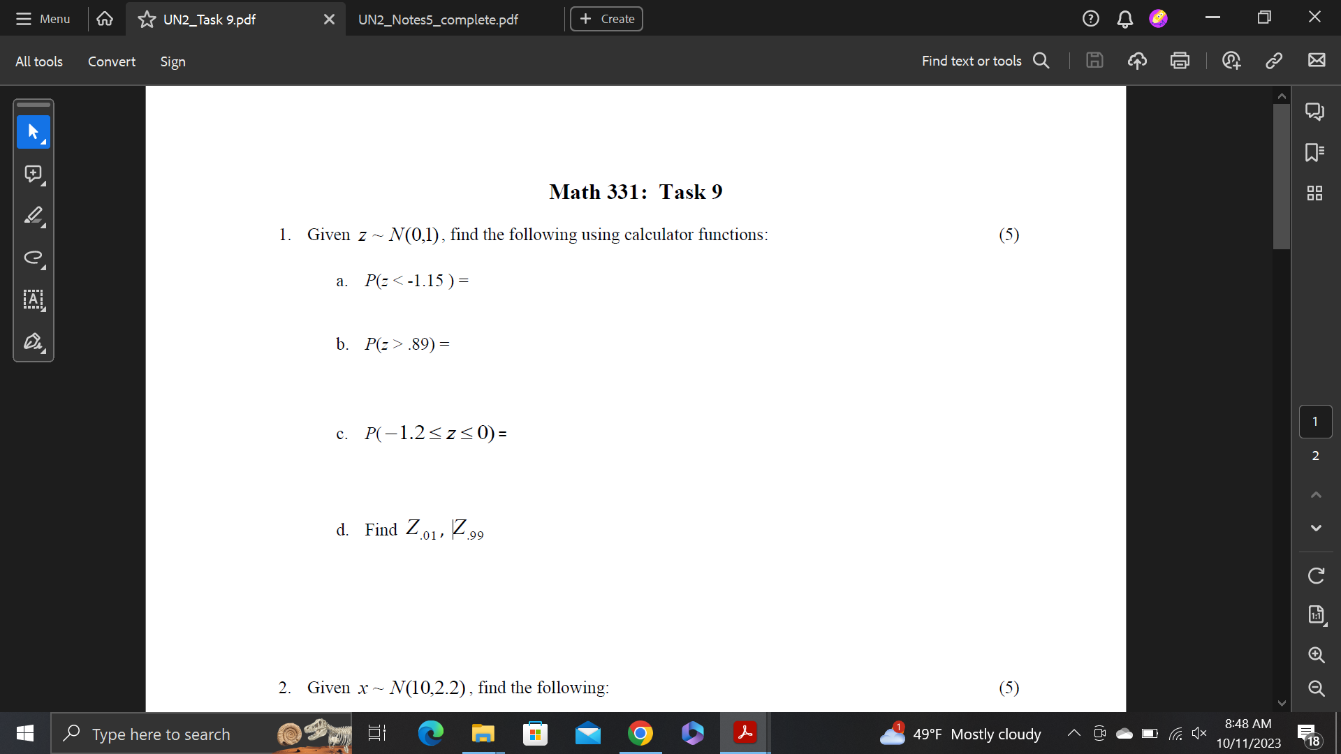 Solved 1. Given z∼N(0,1), find the following using | Chegg.com