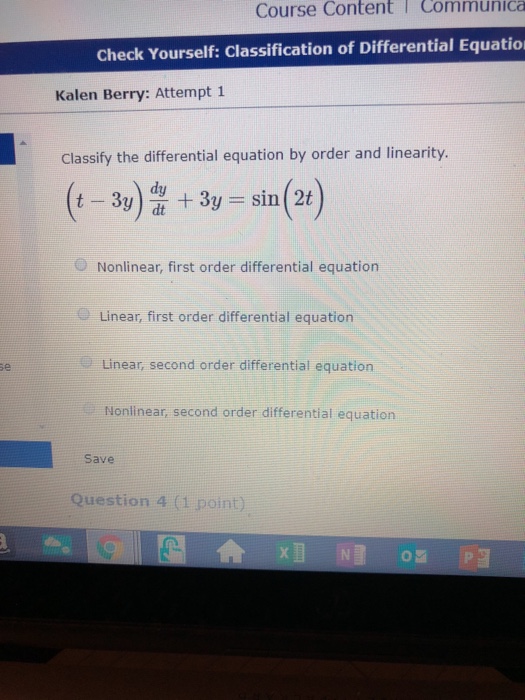 Solved Classify the differential equation by order and | Chegg.com
