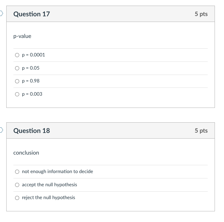 Solved Questions 15 - 18 A study is done to see if a new | Chegg.com