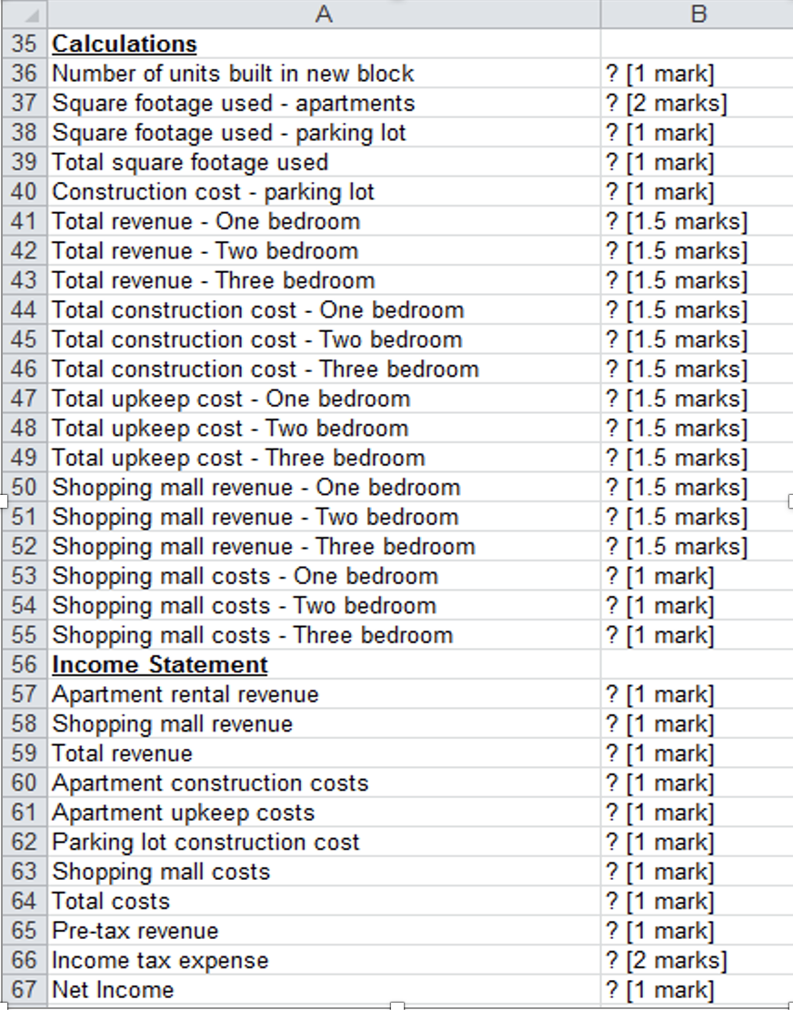 Solved Write the Excel formula for each cell marked with | Chegg.com