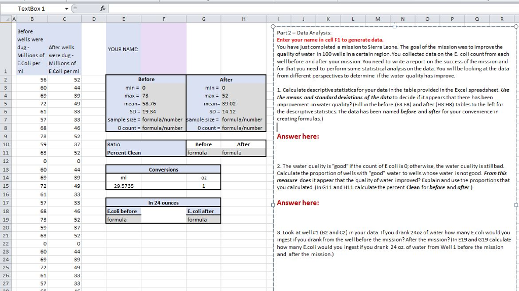 Solved Textbox 1 Before Part 2 Data Analysis Enter Your 9932