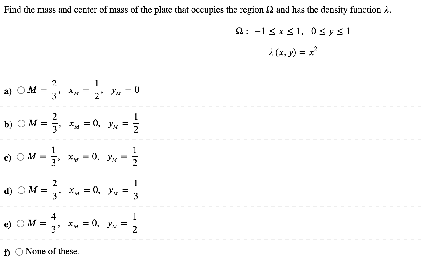 Solved Find the mass and center of mass of the plate that | Chegg.com