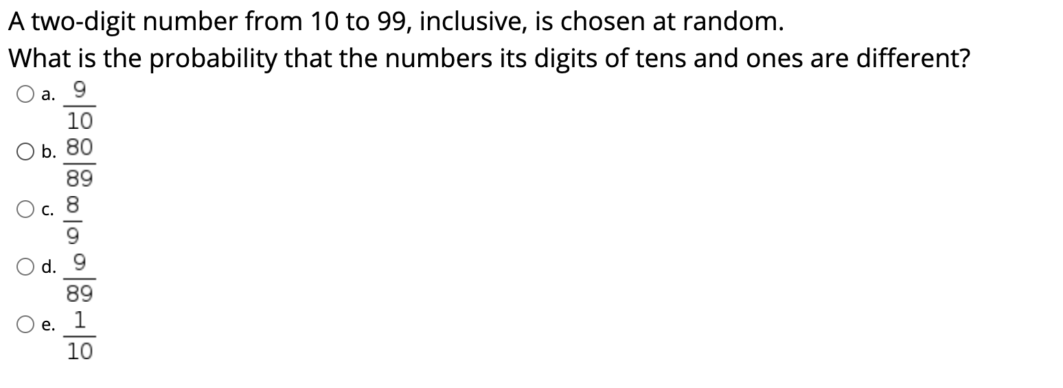 Solved A two-digit number from 10 to 99, inclusive, is | Chegg.com