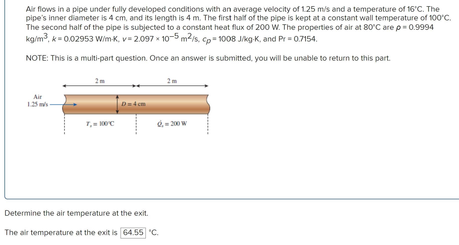 Solved Air flows in a pipe under fully developed conditions | Chegg.com