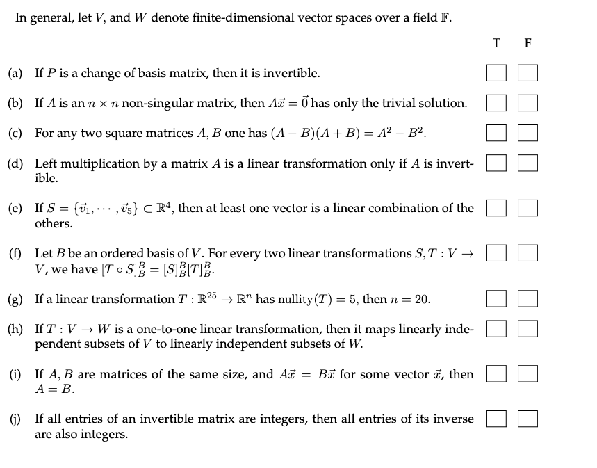 Solved In general, let V, and W denote finite-dimensional | Chegg.com