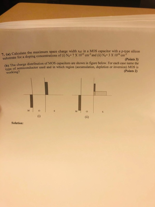Solved 7, (a) Calculate the maximum space charge width XaT | Chegg.com