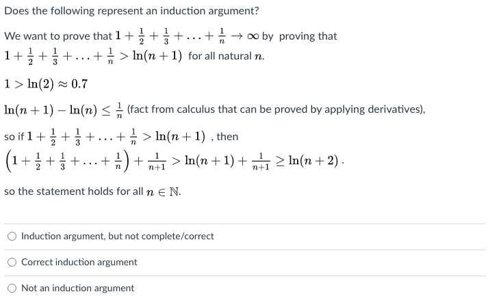 Solved Is the following an induction argument? We want to | Chegg.com