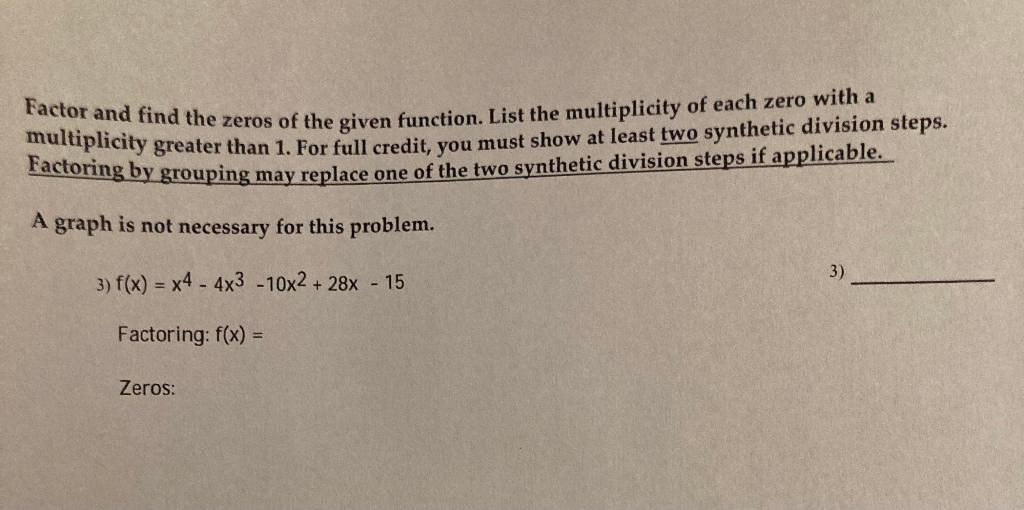 Solved Factor and find the zeros of the given function. List | Chegg.com