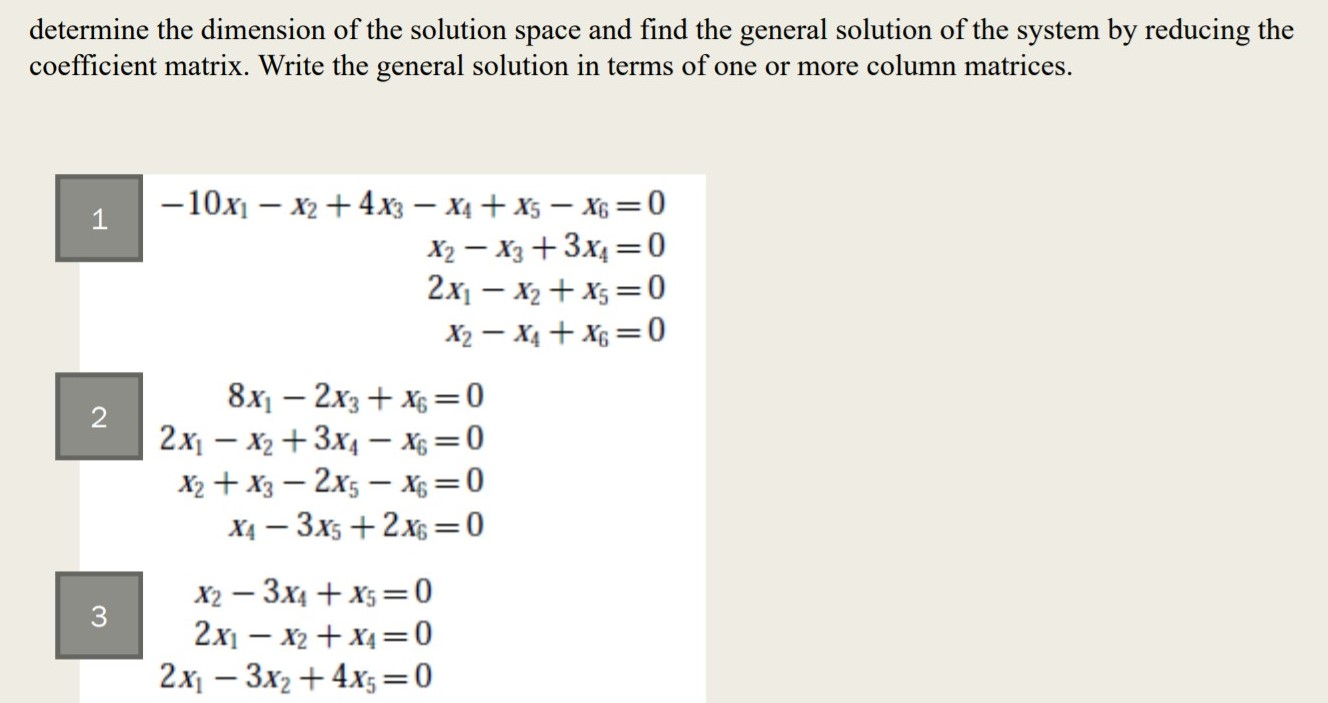 Solved determine the dimension of the solution space and | Chegg.com