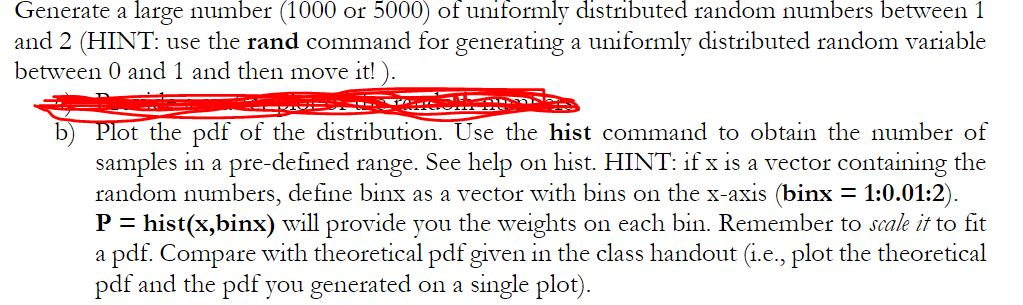 Solved 5000) of uniformly distributed random numbers between | Chegg.com