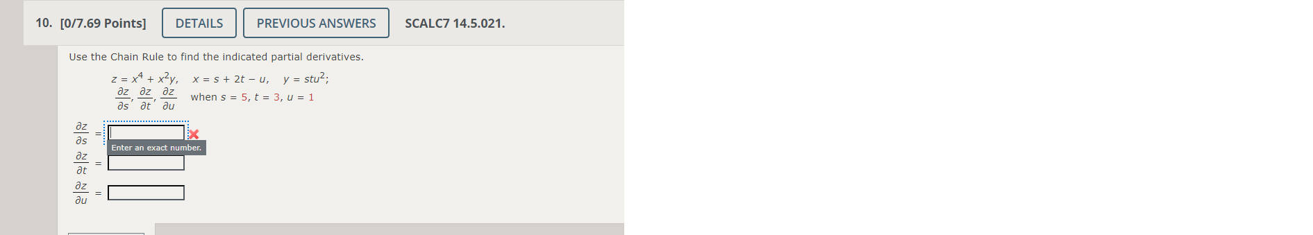 Solved 10. [0/7.69 Points] DETAILS PREVIOUS ANSWERS SCALC7 | Chegg.com