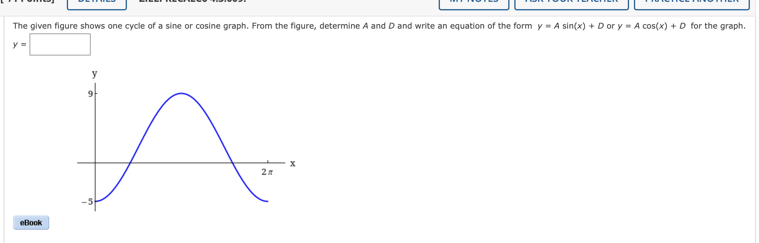 Solved The given figure shows one cycle of a sine or cosine | Chegg.com