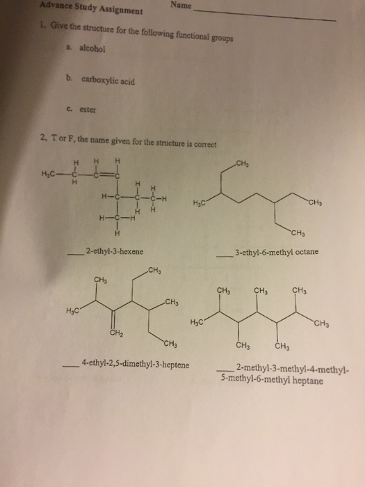 Solved Name Advance Study Assignment L. Give the structure | Chegg.com