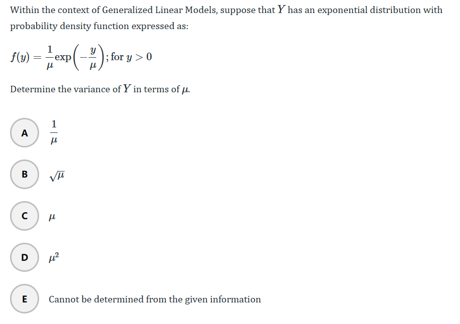 Solved Within the context of Generalized Linear Models, | Chegg.com