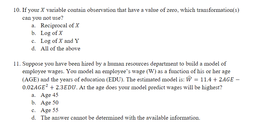 Solved If your x variable contain observation that have a | Chegg.com