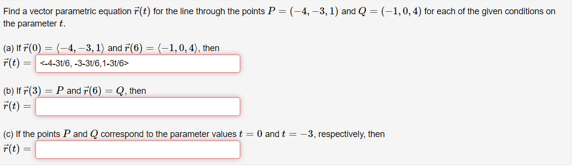 Solved Find a vector parametric equation r(t) for the line | Chegg.com