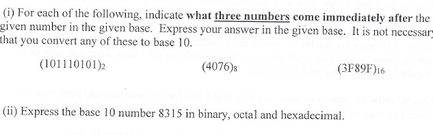 Solved (i) For each of the following, indicate what three | Chegg.com