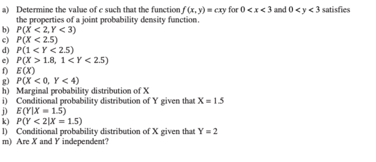 Solved a) Determine the value of c such that the function f | Chegg.com
