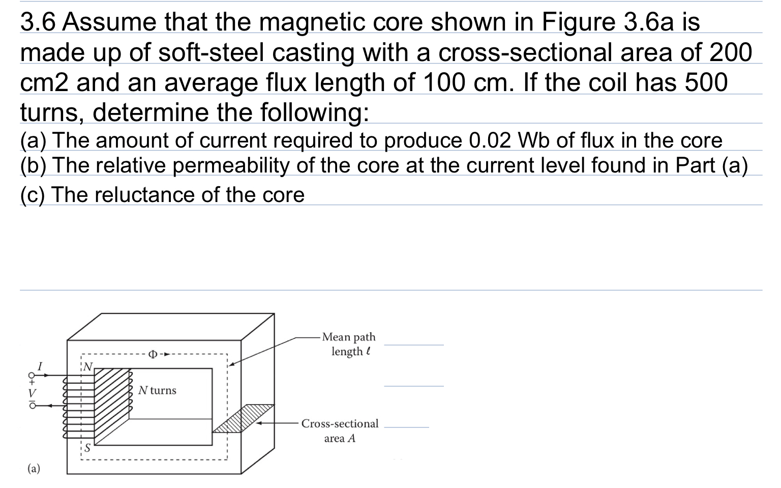 Solved 3.6 Assume that the magnetic core shown in Figure | Chegg.com