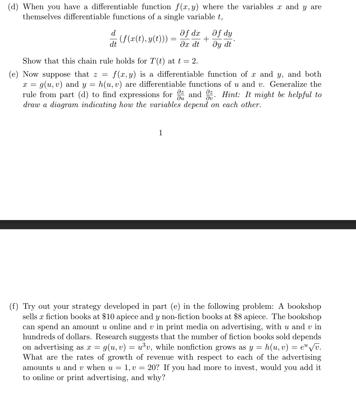 Solved (d) ﻿When you have a differentiable function f(x,y) | Chegg.com