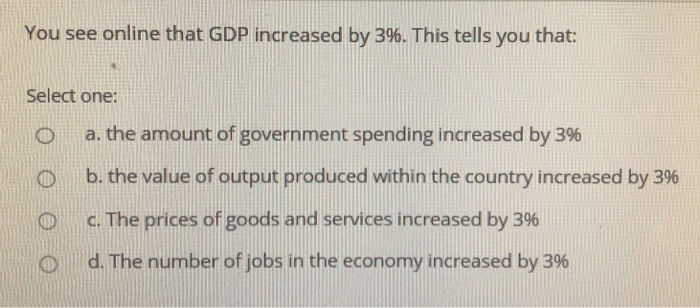 Solved You see online that GDP increased by 39%. This tells | Chegg.com