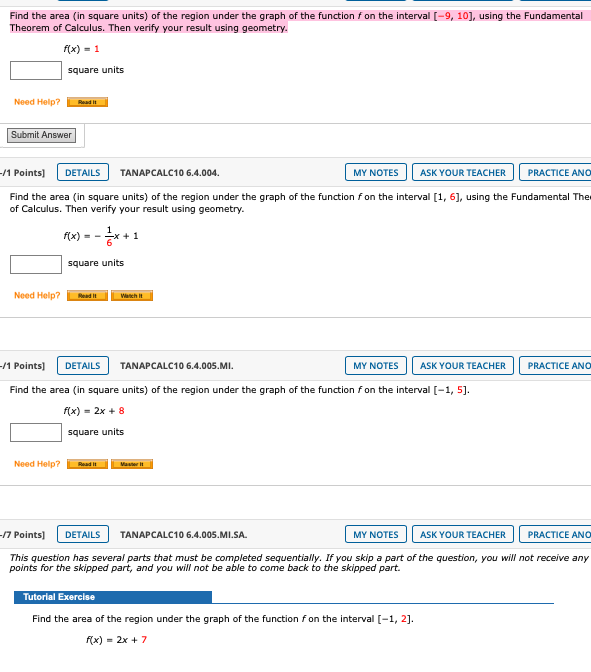 Solved Find the area (in square units) of the region under | Chegg.com
