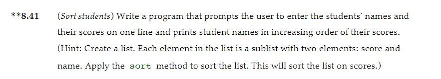 Solved (Sort students) Write a program that prompts the user | Chegg.com