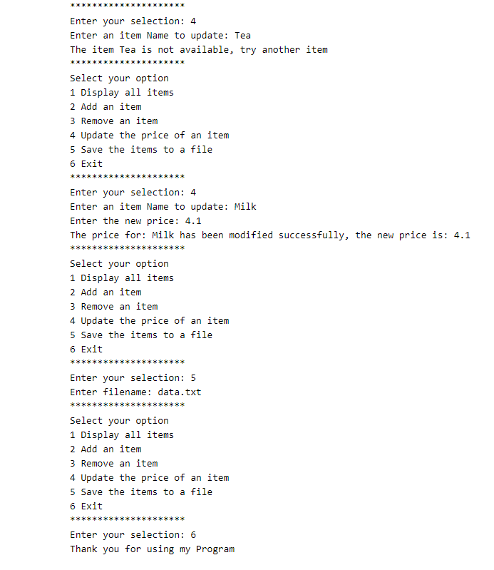 Solved Write a Python program that manages a store with the | Chegg.com