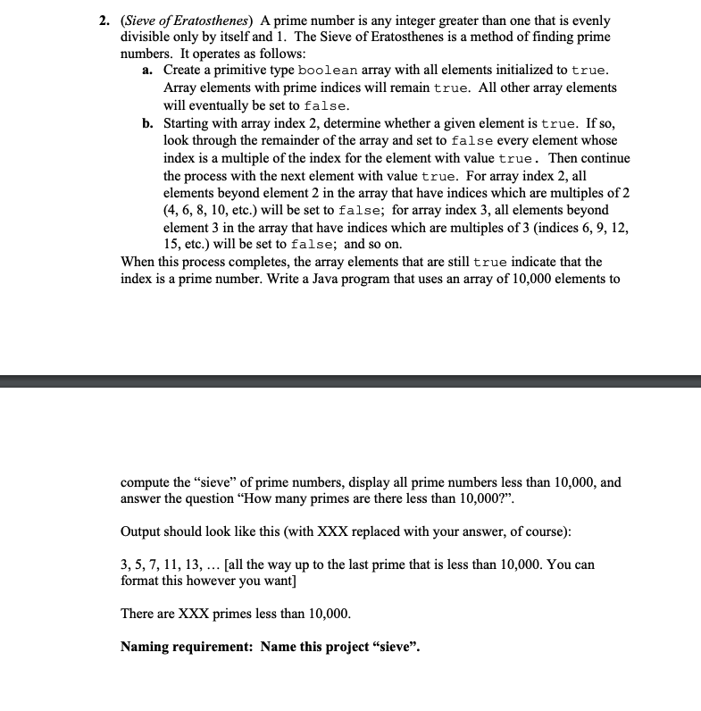 Solved 2. (Sieve of Eratosthenes) A prime number is any | Chegg.com