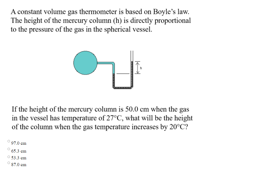 Solved A constant volume gas thermometer is based on Boyle's | Chegg.com