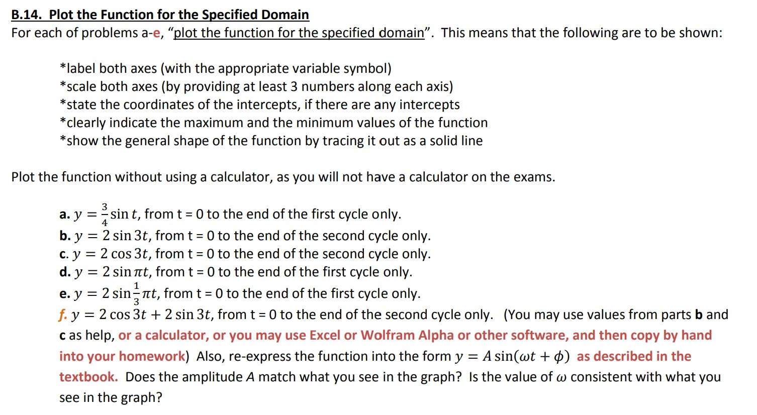 Solved B14 Plot The Function For The Specified Domain For