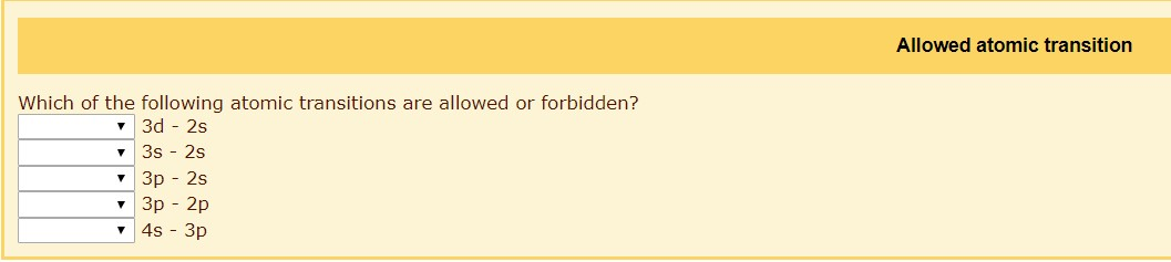 Solved Allowed atomic transition Which of the following | Chegg.com
